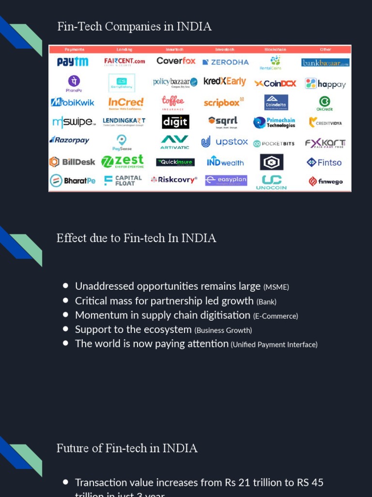 Future of Fin-Tech Growth in India | PDF | Business | Finance & Money ...
