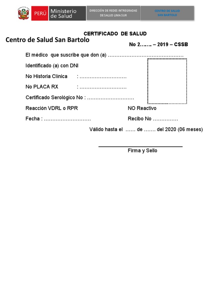Certificado de Salud | PDF