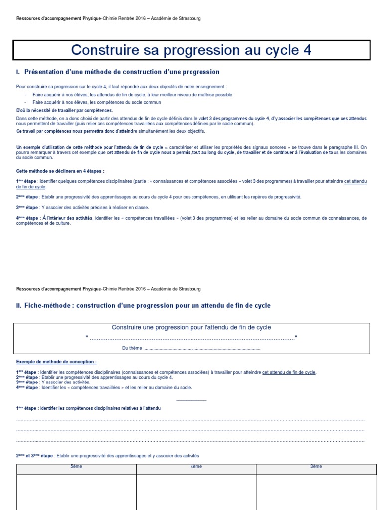 Construire Sa Progression Cycle 4 | PDF | Son | Ultrason