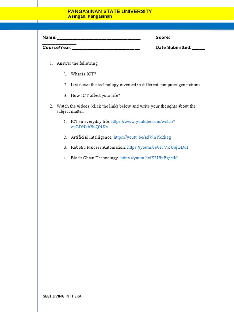 Lastname Gee1 Activity# | PDF | Computers