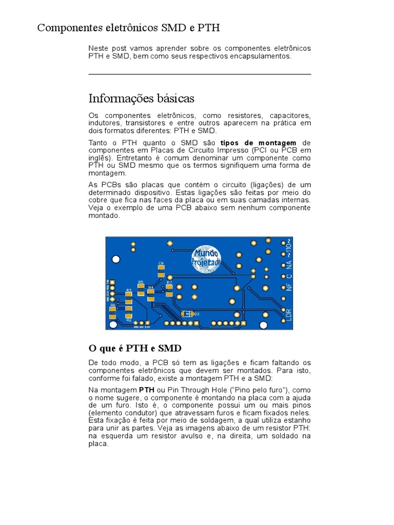 Componentes Eletrônicos SMD e PTH | PDF | Placa de circuito impresso ...