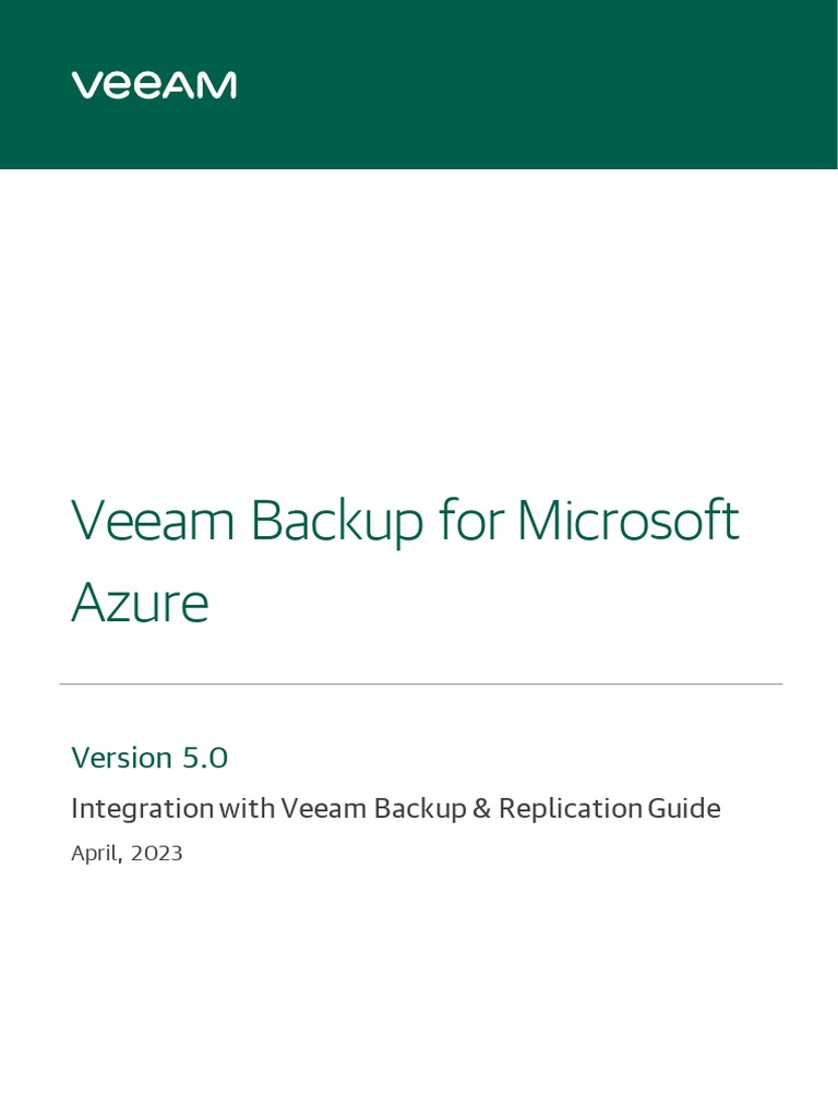 Veeam Backup Azure 5 0 VBR Integration Guide PDF | PDF | Computers | Technology & Engineering