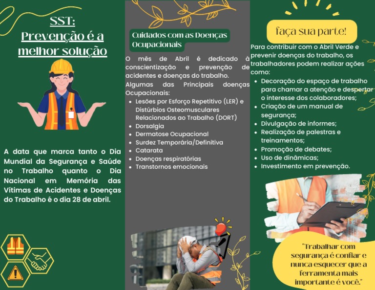 Folder Concientização Abril Verde PDF | PDF | Epidemiologia | Remédio