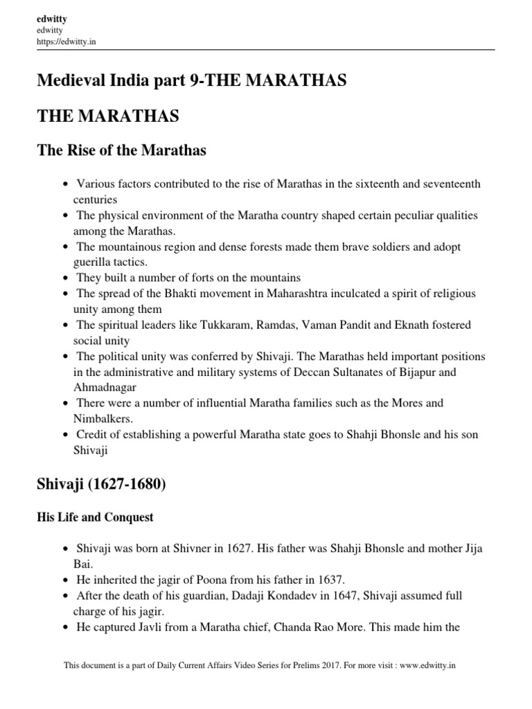 The Marathas | PDF | Travel | History