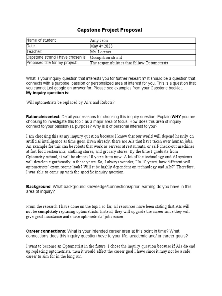 Capstone Project Proposal | PDF | Artificial Intelligence ...