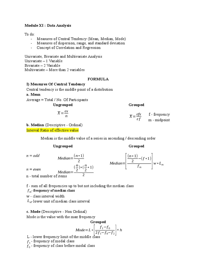 Research Methodology Module XI | PDF | Median | Mode (Statistics)
