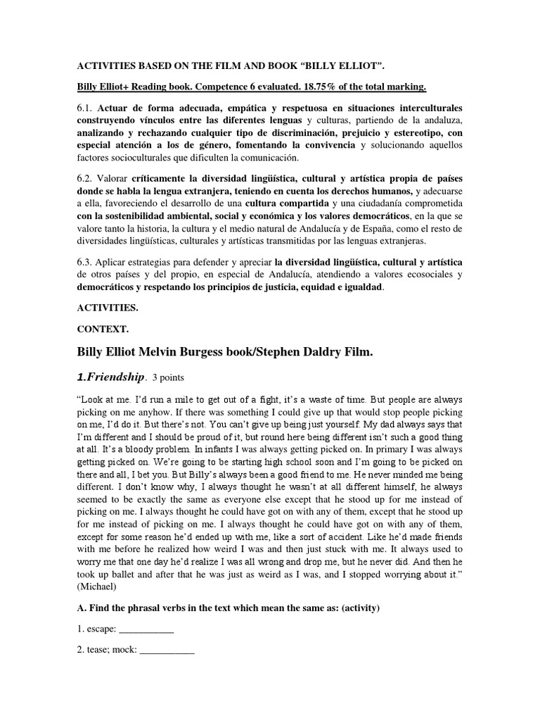 Billy Elliot Activities: Film & Book Insights | PDF | Lifestyle