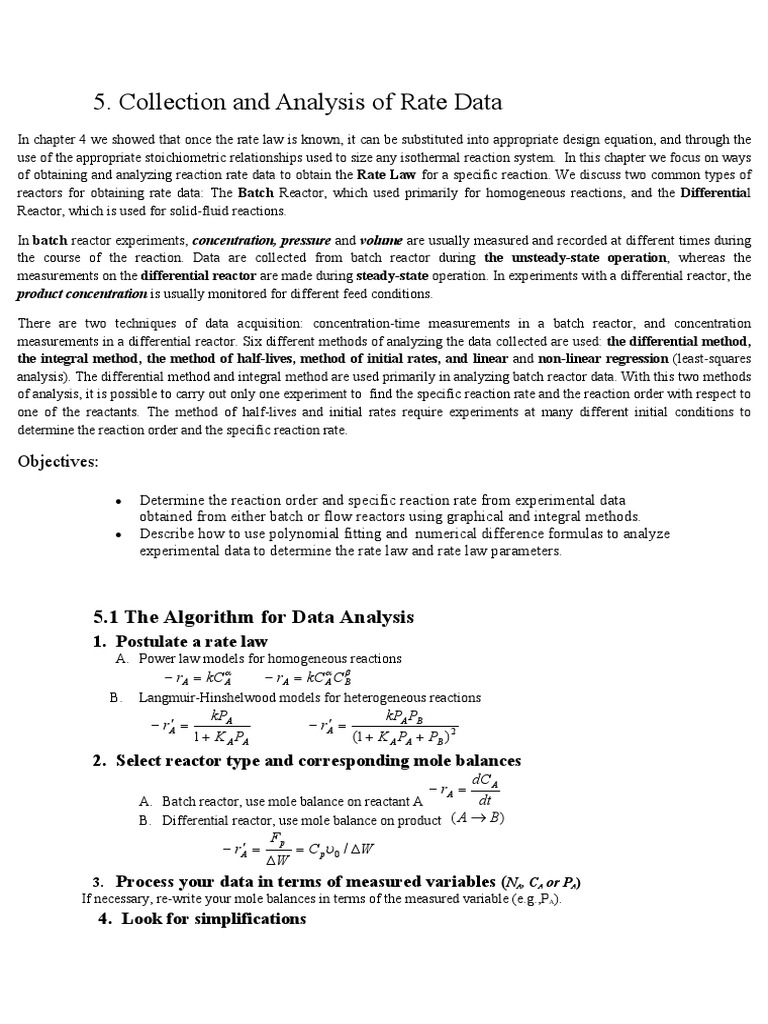 Collection and Analysis of Rate Data | PDF | Chemical Reactor ...