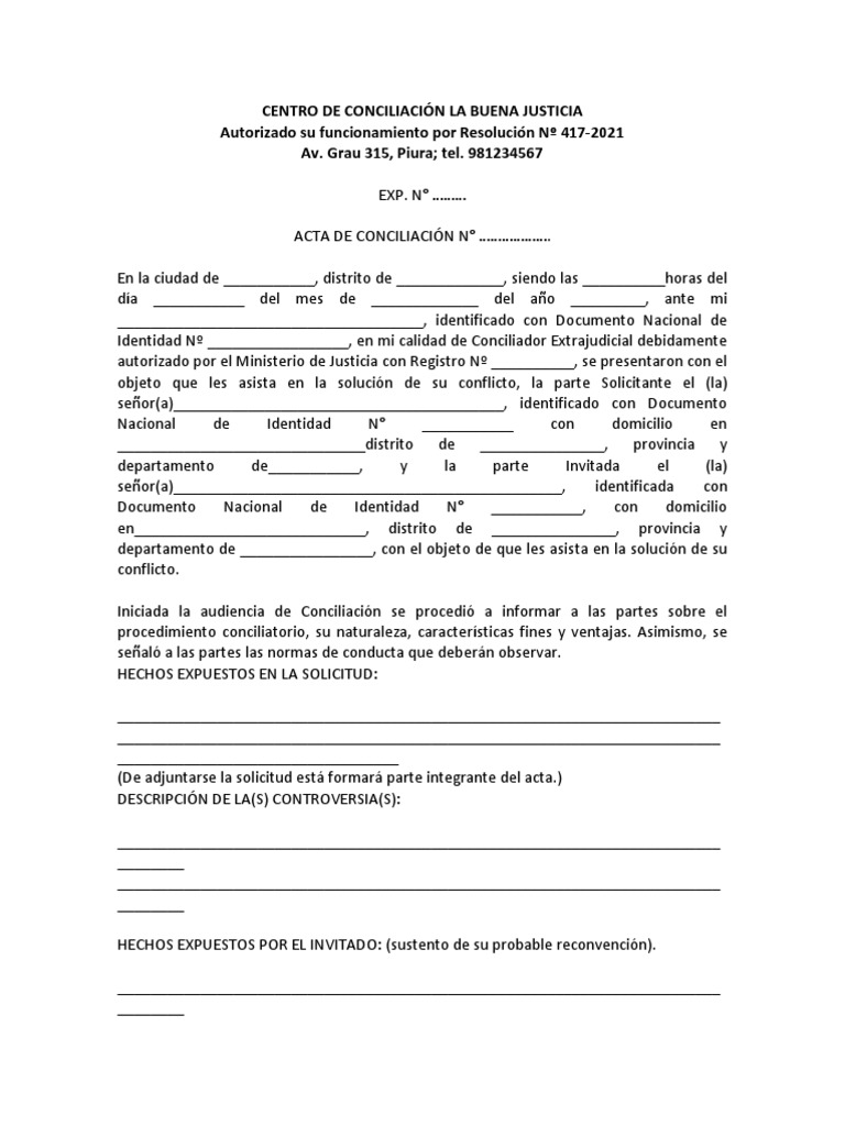 SEMANA 05 -ACTA DE CONCILIACIÓN.pdf | PDF | Justicia | Crimen y violencia