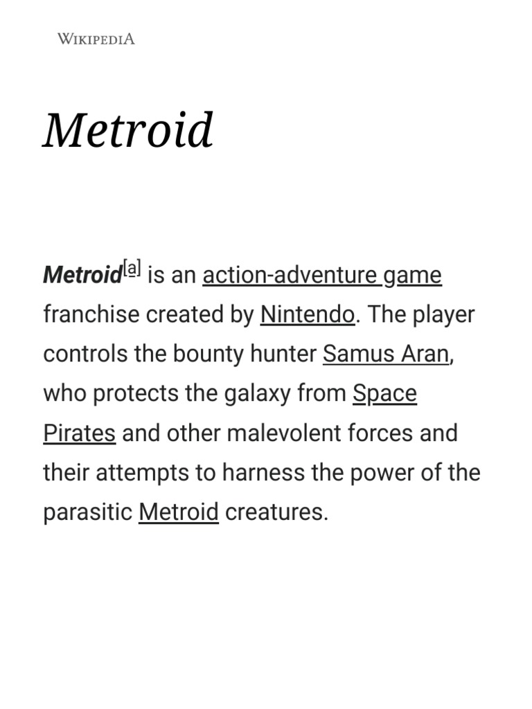 Metroid - Wikipedia PDF | PDF | Video Game Development | Nintendo ...