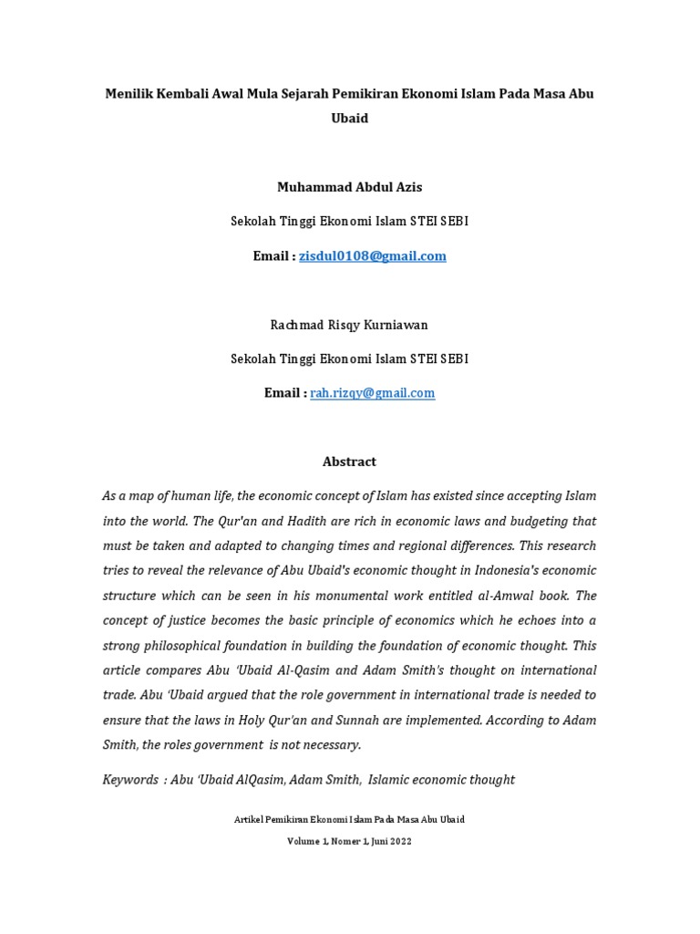 Sejarah Pemikiran Islam Pada Masa Abu Ubaid 1 PDF | PDF
