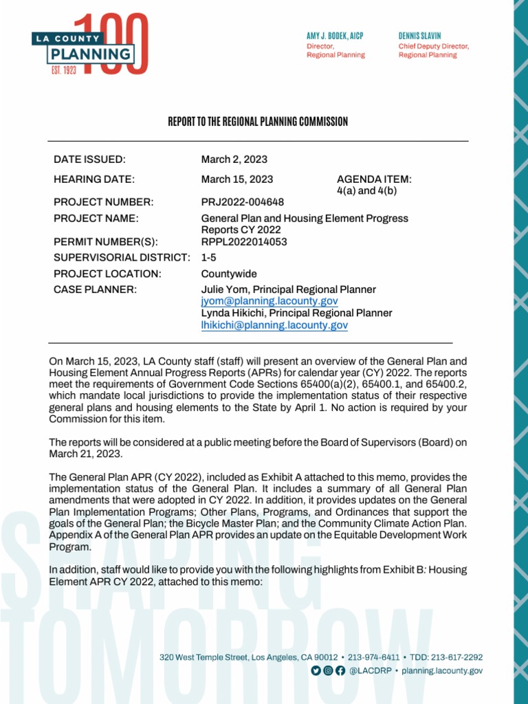 LA County 2022 Housing Element Report | PDF | Government
