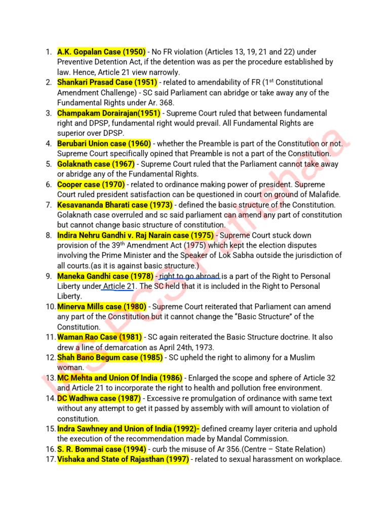SC Most Important Judgements | PDF | Political Charters | Human Rights SC Most Important Judgements | PDF | Political Charters | Human Rights
