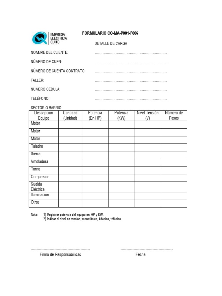 Formulario Co-Ma-P001-F006 | PDF