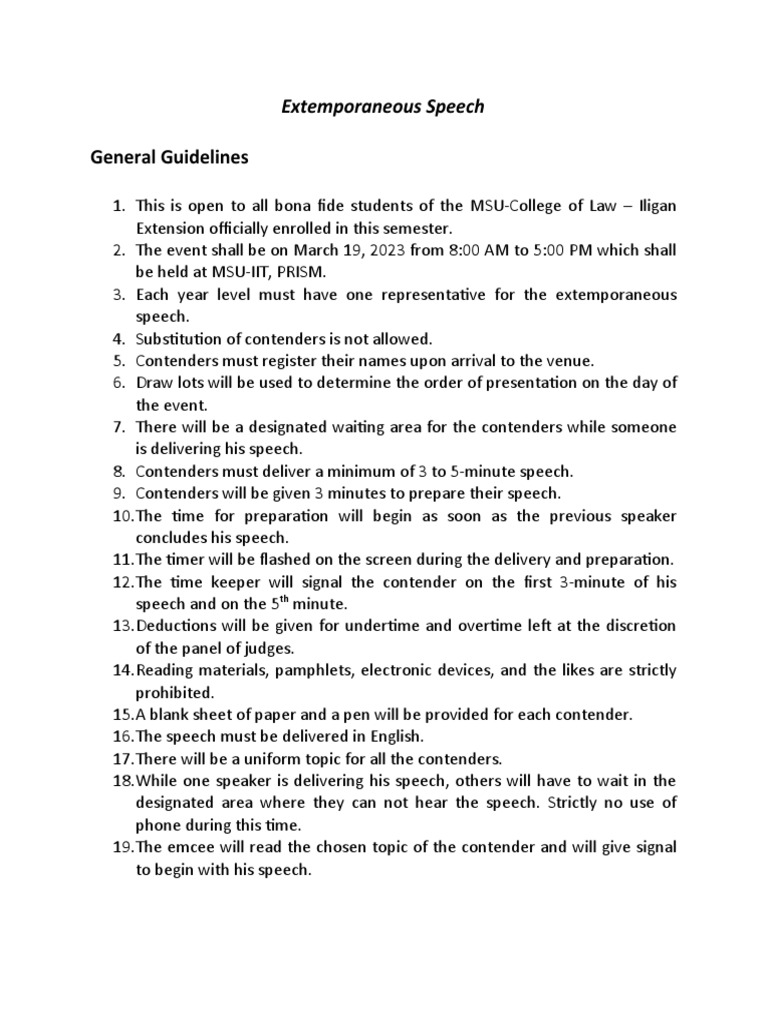 Extemporaneous Speech | PDF | Social Science | Science & Mathematics