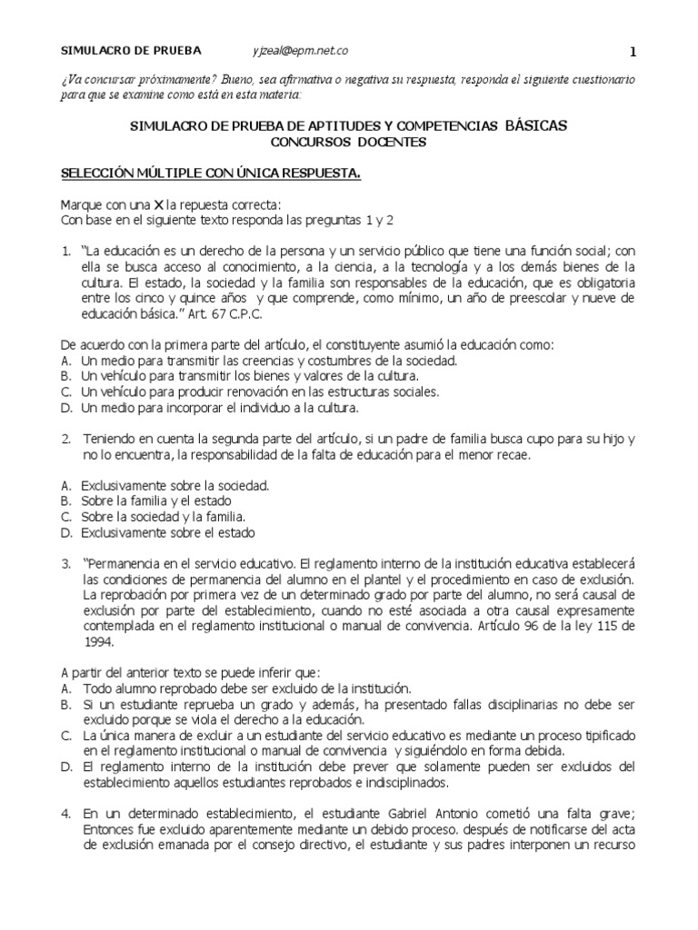 6 Simulacro Pruebas Icfes | PDF | Educación de la primera infancia | Educación Secundaria