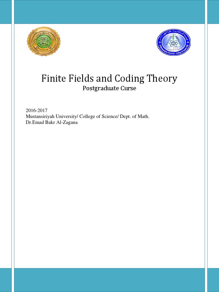 Finite Fields and Coding Theory Syllabus | PDF | Field (Mathematics) | Code