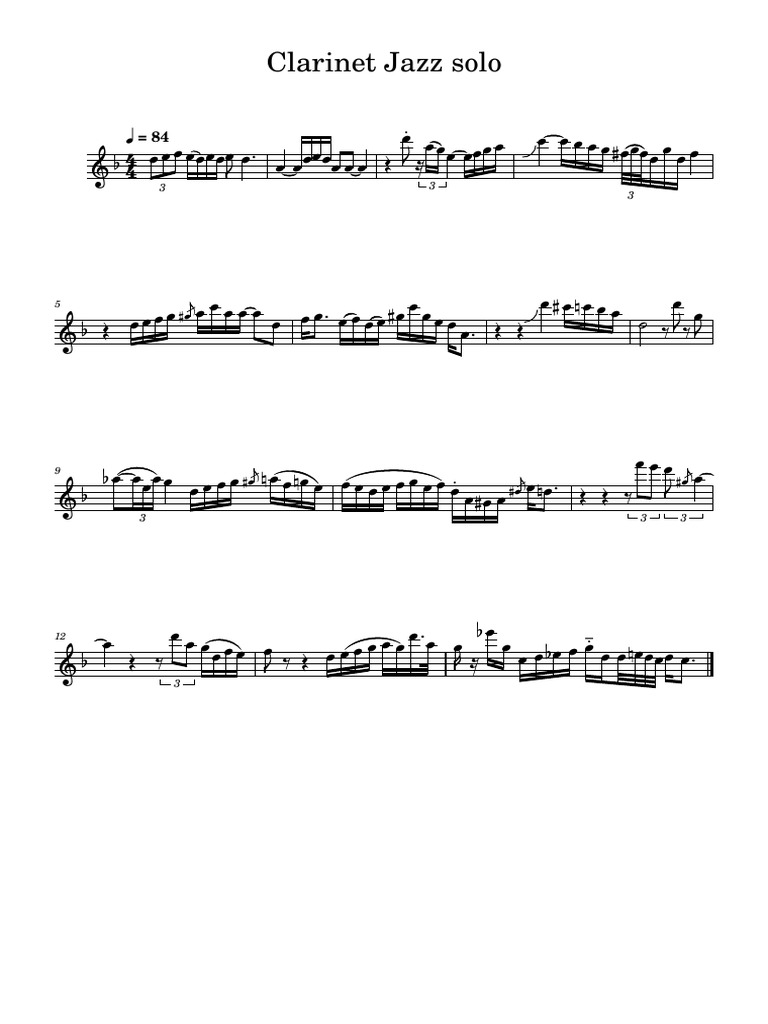 Jazz Clarinet Solo Sheet Music | PDF