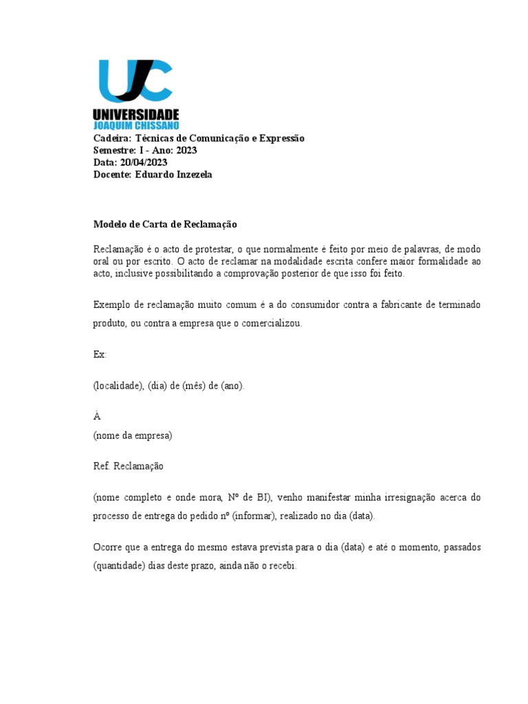 4.3. Modelo de Cartas Formais | PDF