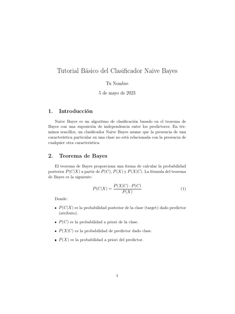 Introducción al Clasificador Naive Bayes | PDF