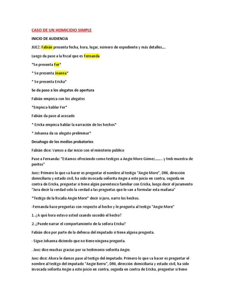 Caso de Un Homicidio Simple | PDF
