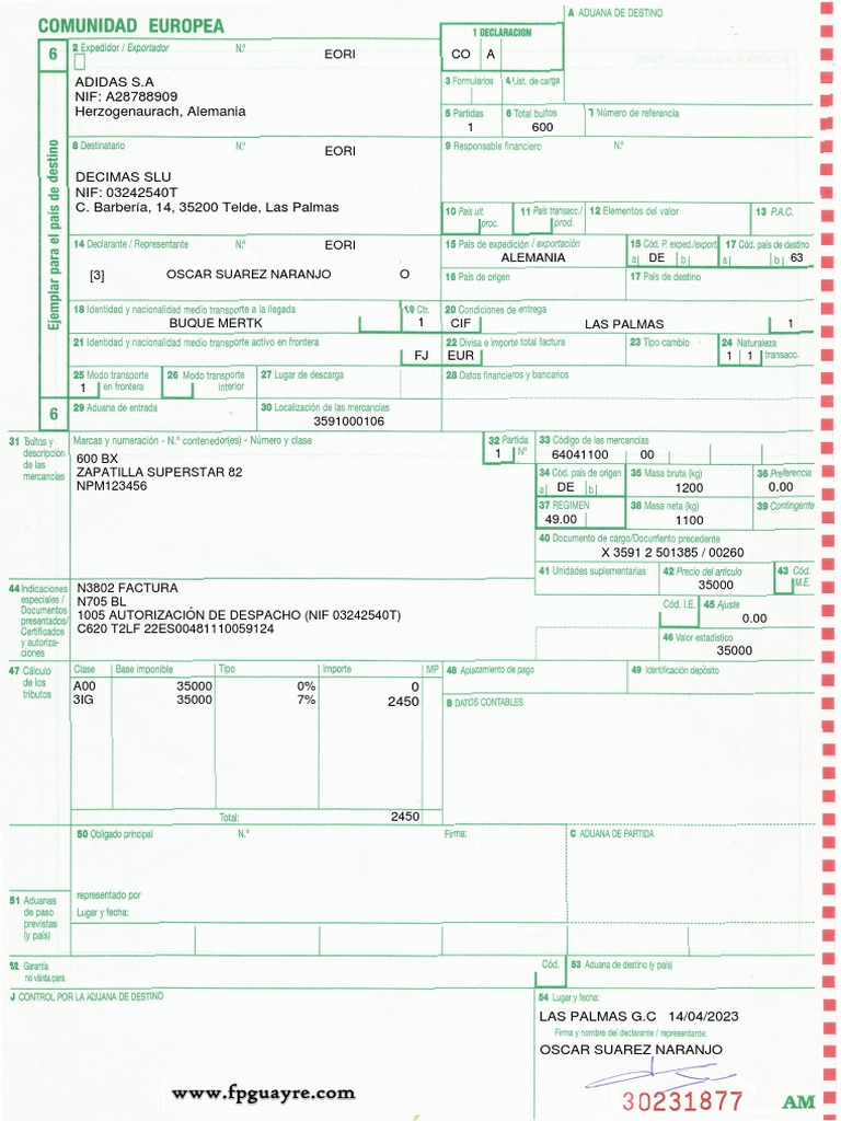 CASO PRACTICO DUA de Importación | PDF