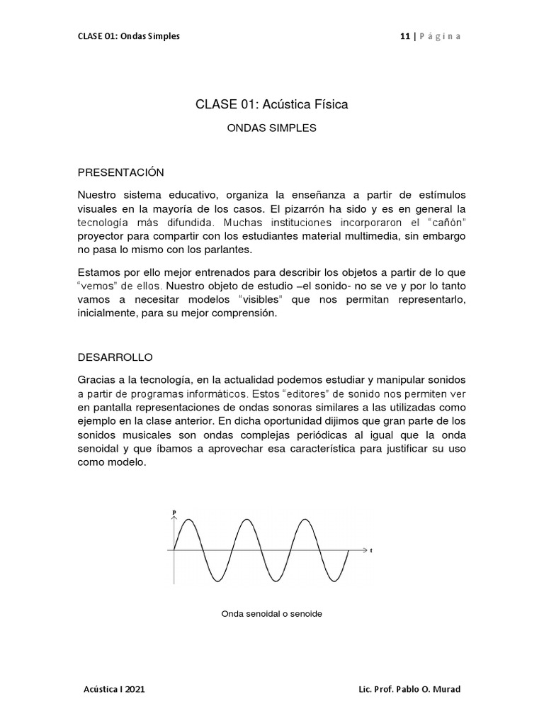 CLASE 01 ACÚSTICA FÍSICA | PDF | Olas | Sonido
