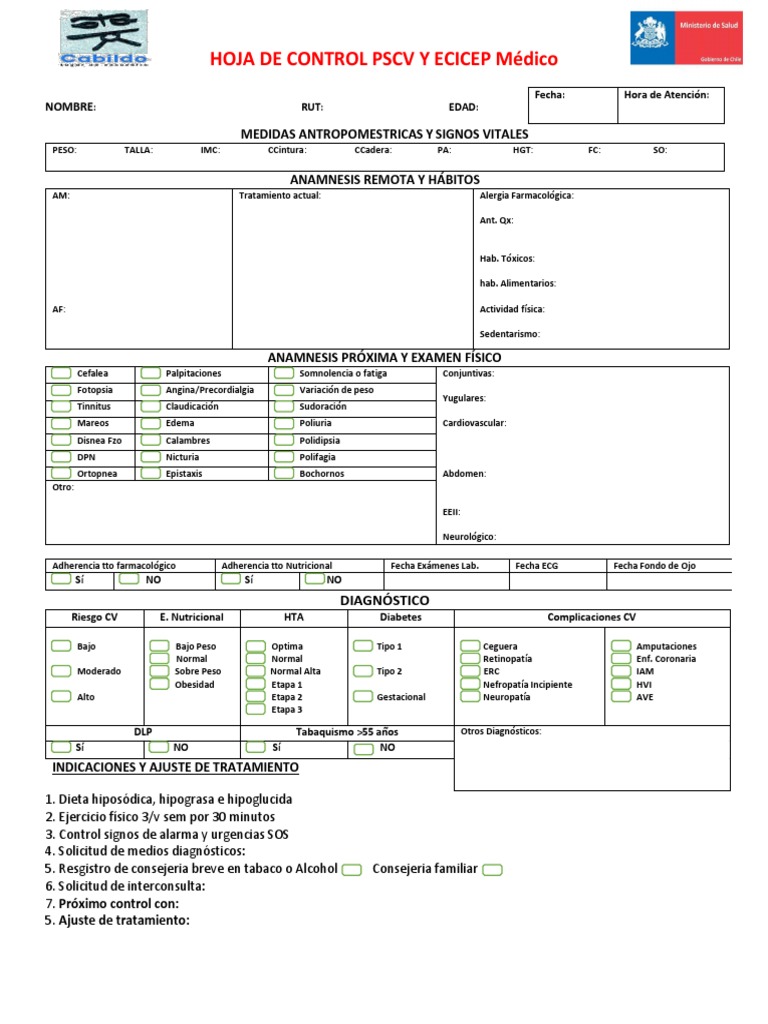 Hoja Control CV y Ecicep Medico PDF | PDF