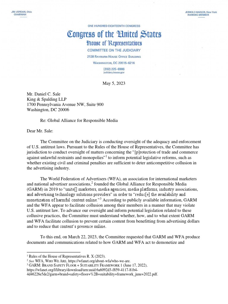 GARM Subpoena Cover Letter | PDF