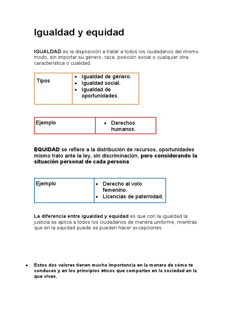 Igualdad vs Equidad: Diferencias Clave | PDF