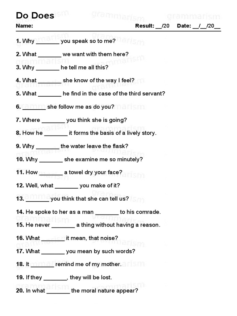 Grammarism Do Does Test 16 1480797 | PDF | Foreign Language Studies