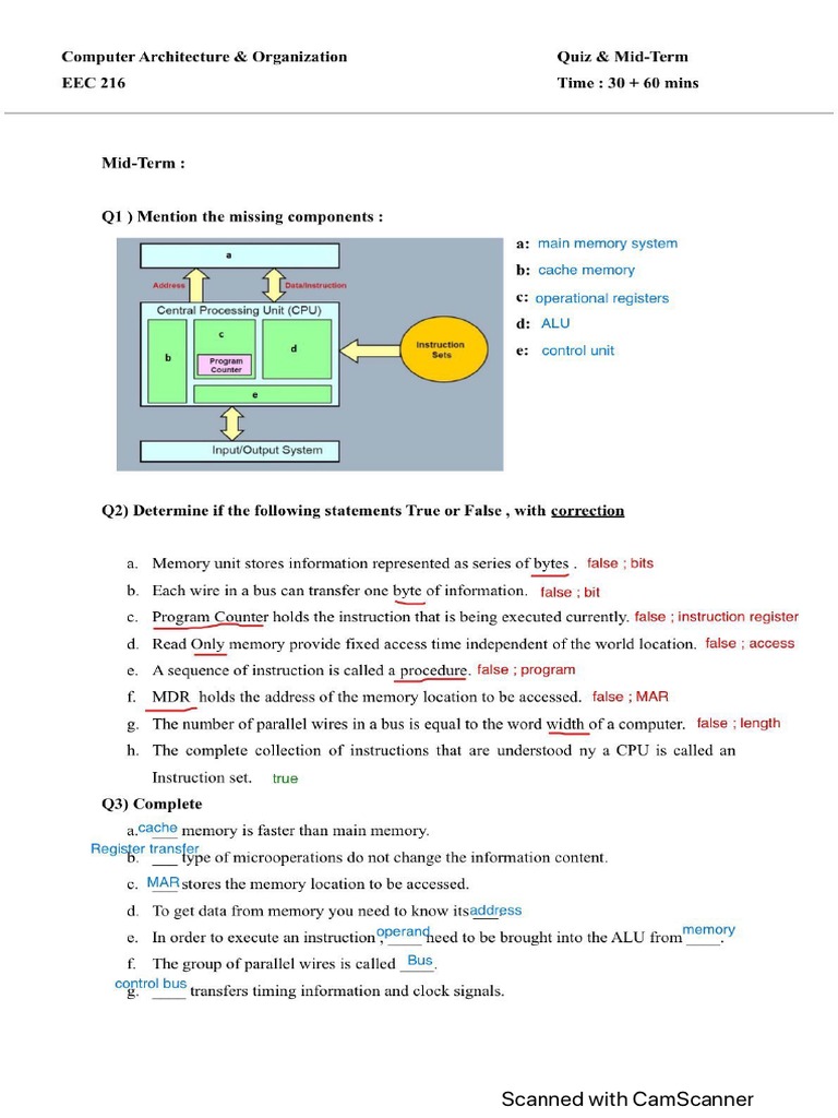 Computer Organization Mid Solved PDF | PDF