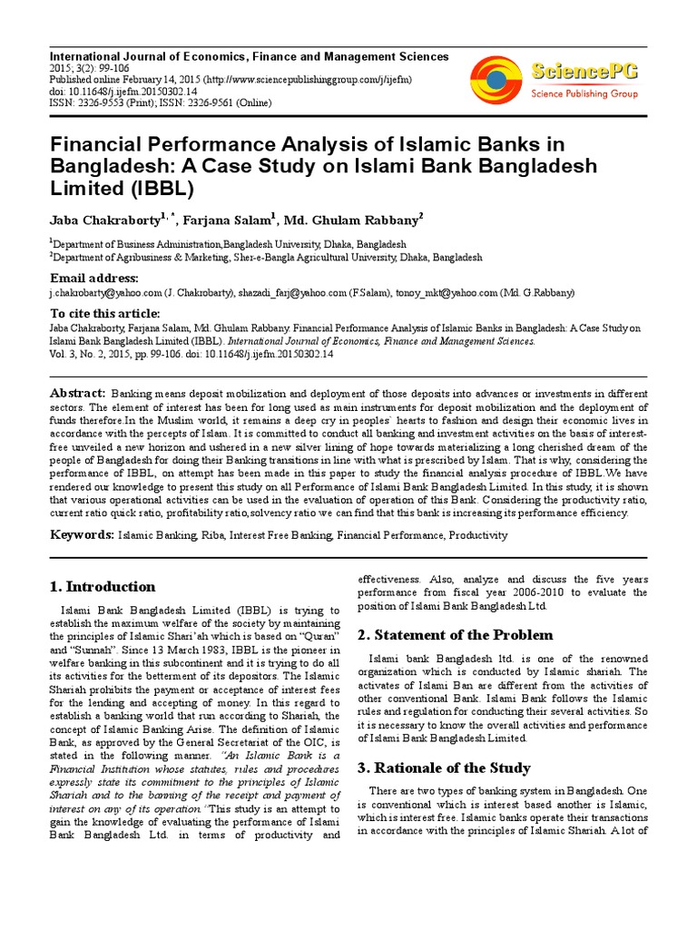 Financial - Performance - Analysis - of - Islamic Bank of Bangladesh | PDF