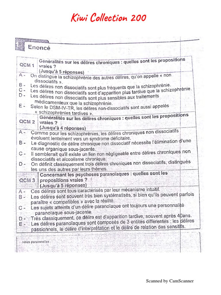 200 QCM Collection Mekkaoui (Que Les Parties Inclues Au Concours D'oran) | PDF