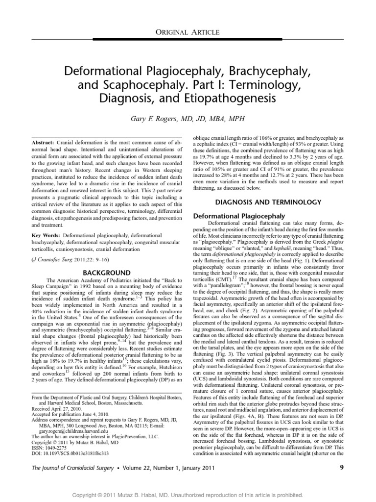 Deformational Plagiocephaly Brachycephaly And.4 | PDF | Skull | Medical ...