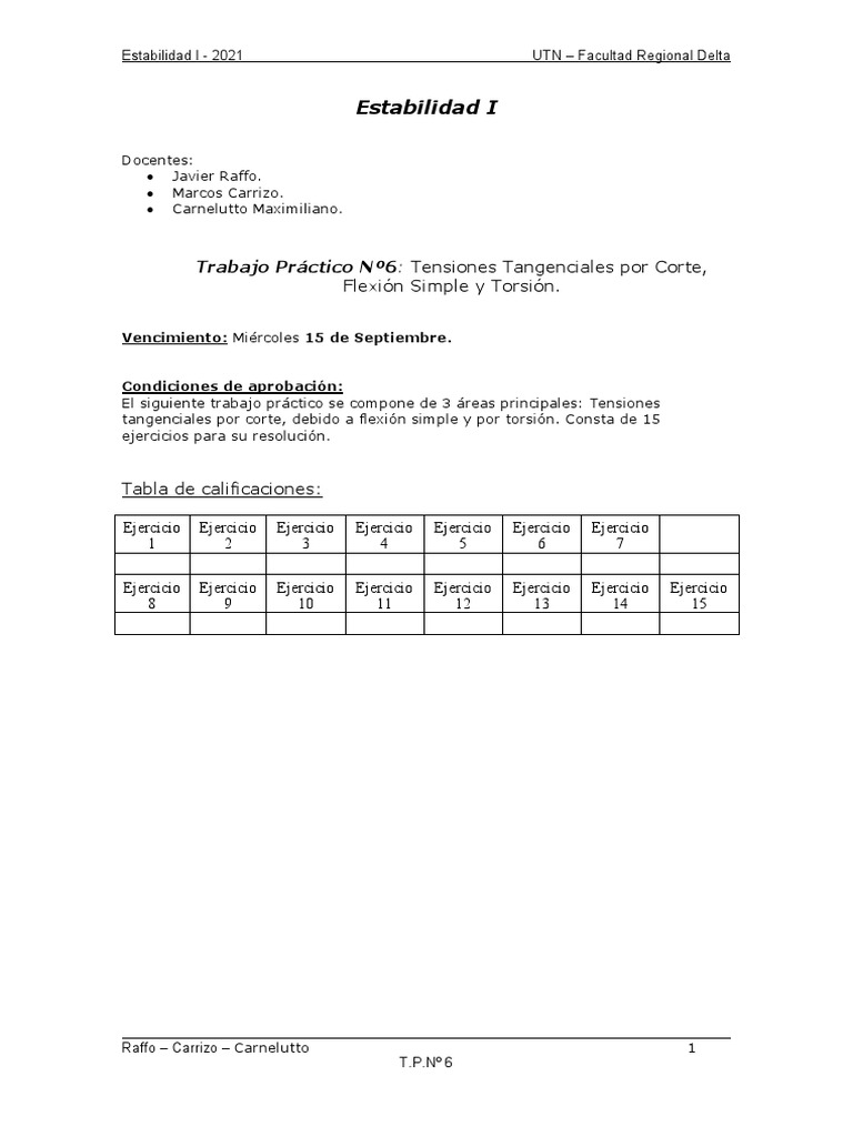 TP6 Tensiones Tangenciales 2021 | PDF