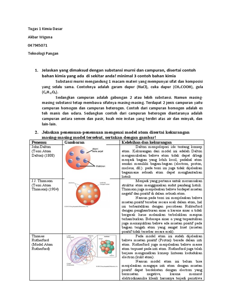 Substansi Murni dan Model Atom Kimia | PDF | Metode & Bahan Ajar | Sains & Matematika