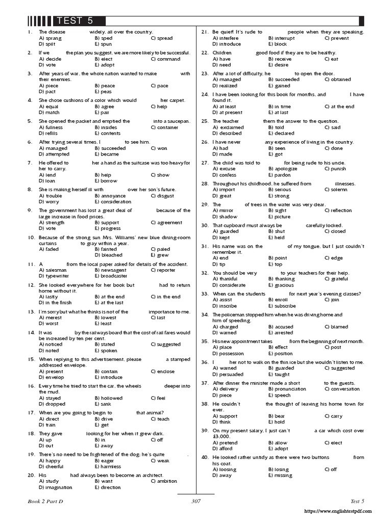 Upper Level Vocabulary 5 PDF | PDF