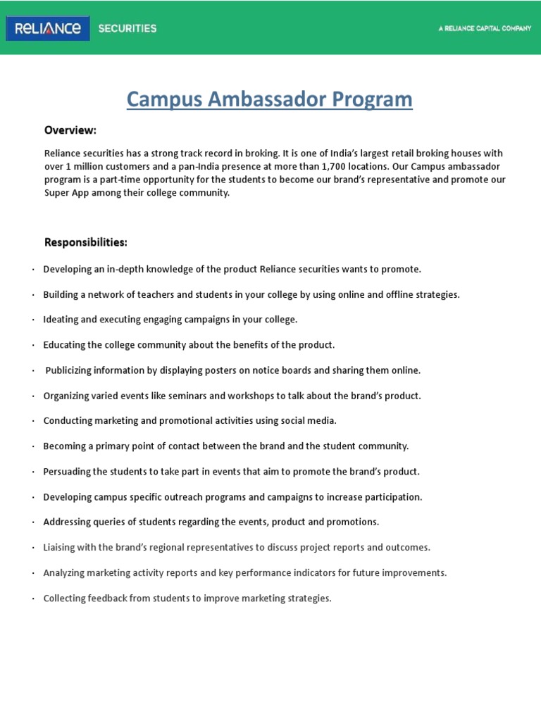 Campus Ambassador Program PDF | PDF
