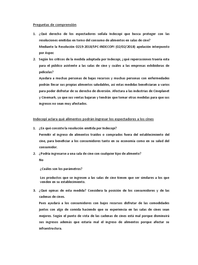 Preguntas de Comprensión-1 | PDF