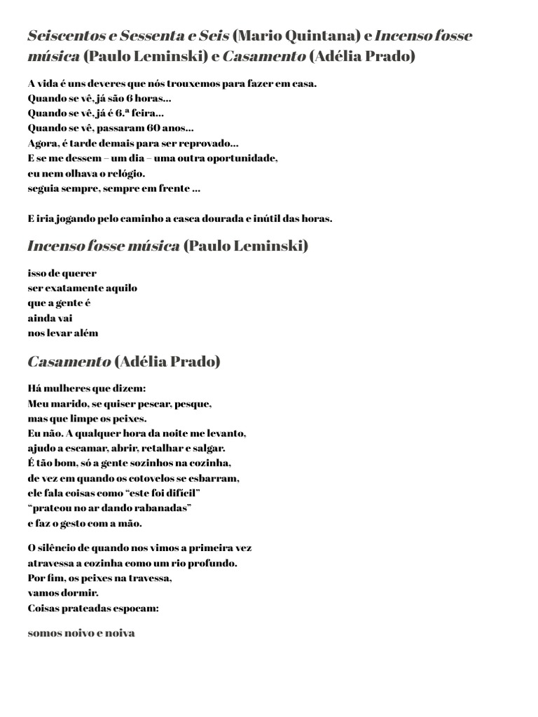 Seiscentos e Sessenta e Seis (Mario Quintana) PDF | PDF