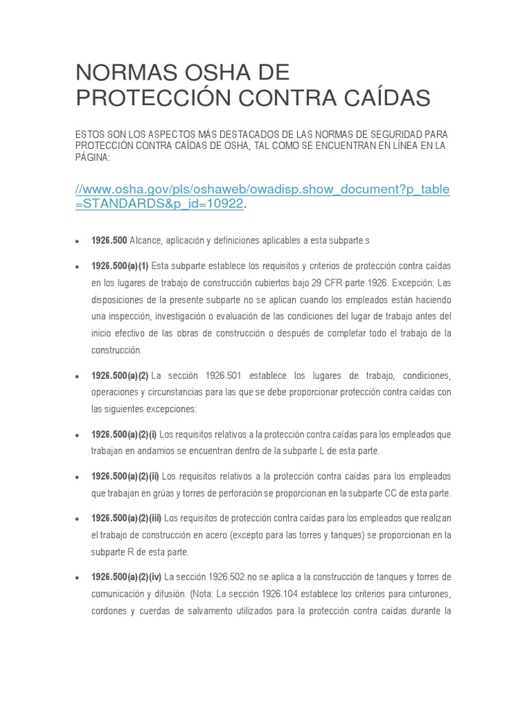 Guía Norma OSHA 1926 | PDF