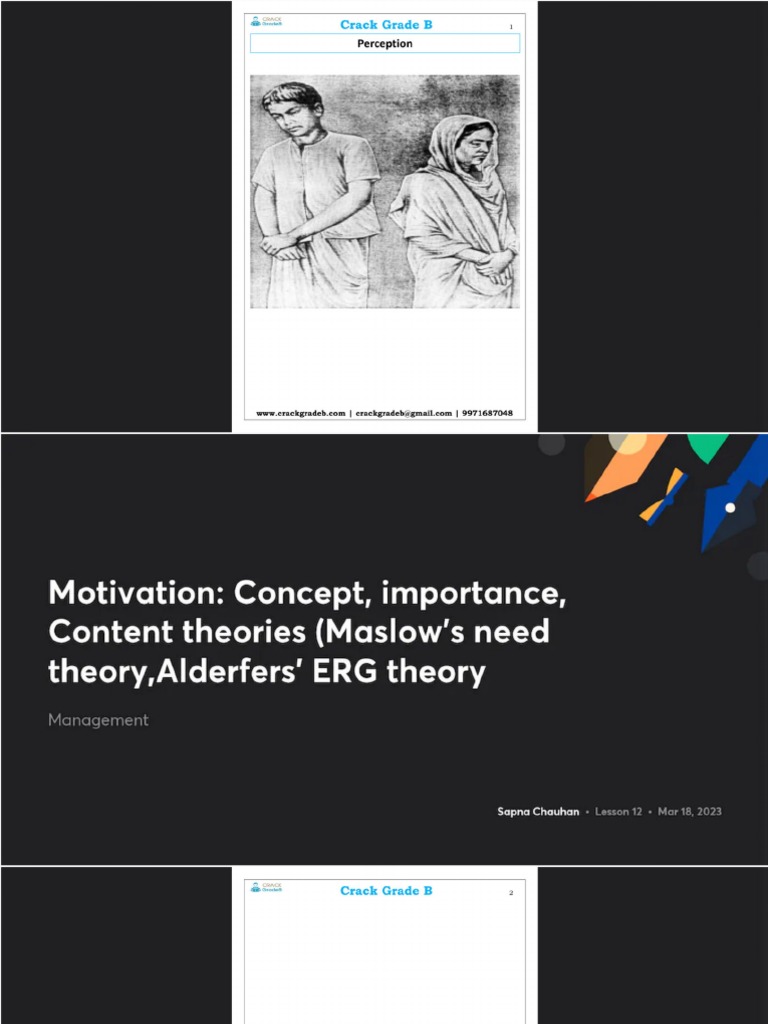 Motivation Concept Importance Content Theories Maslows Need Theoryalderfers ERG Theory No Anno ...