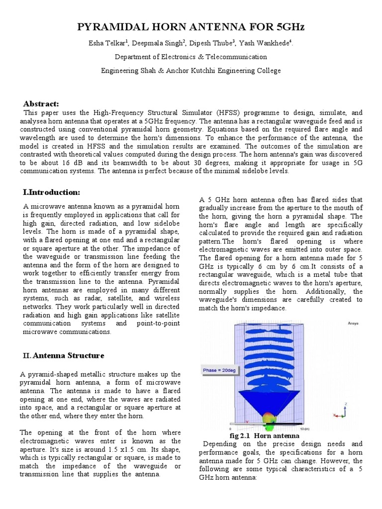 5GHz Pyramidal Horn Antenna Design | PDF