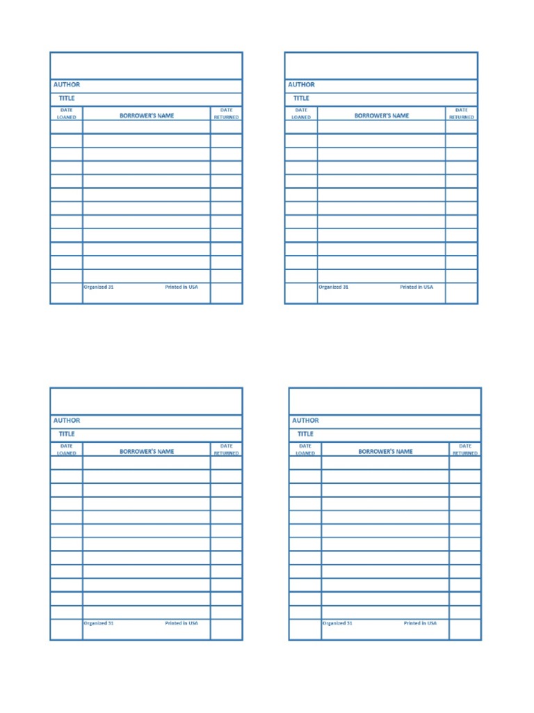 6 Library Cards Printable PDF | PDF