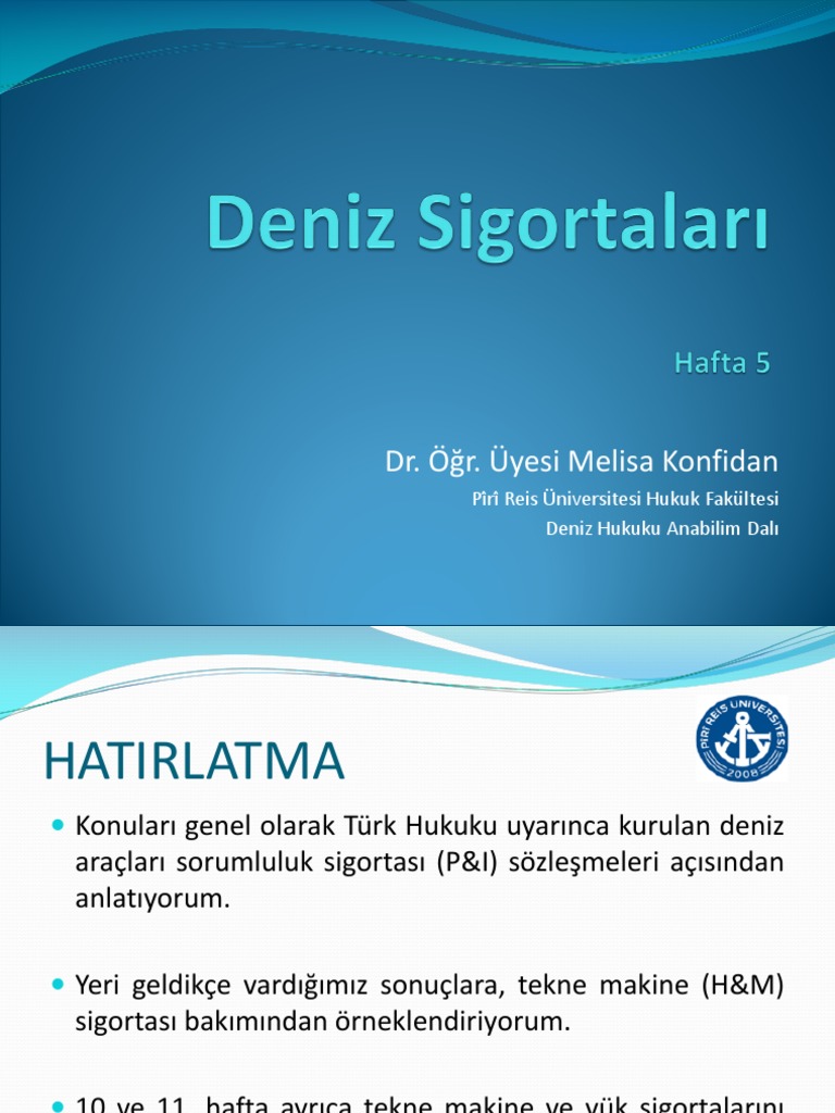 Deniz Sigortaları - Hafta 6 PDF | PDF