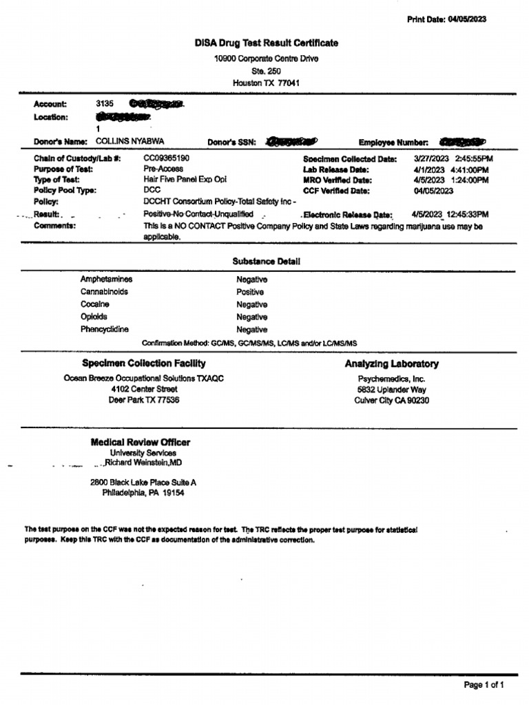 Disa Hair Follicle Test | PDF