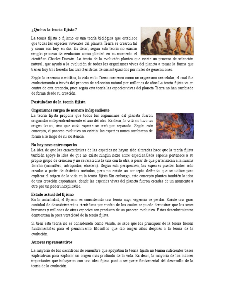 Que Diferencias Existen Entre La Teoria Fijista Y La Teoria Catastrofista