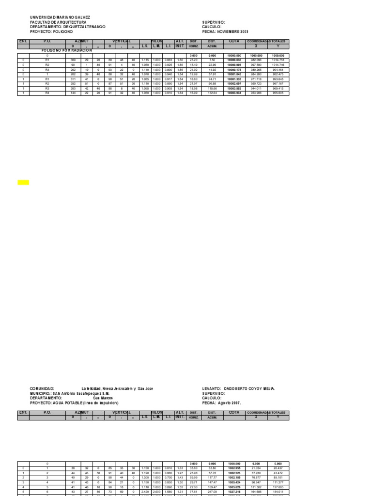 Hoja de Calculo Topografia | PDF