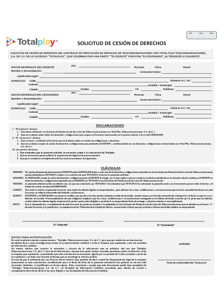 Formato de Cesion de Derechos PDF | PDF Formato de Cesion de Derechos PDF | PDF
